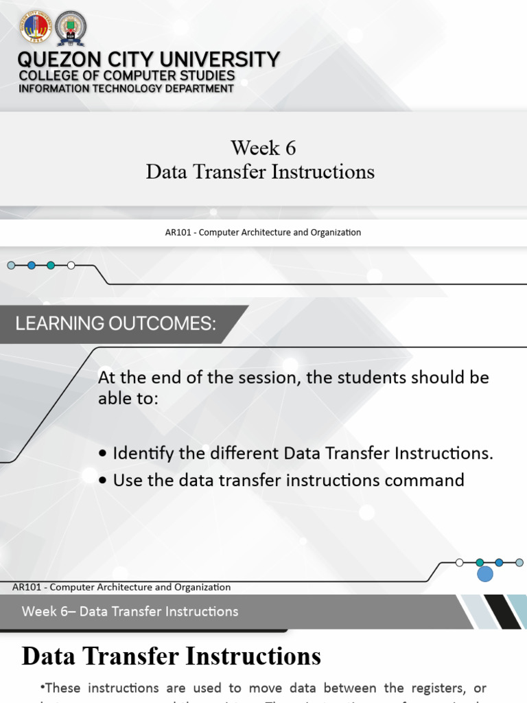 AR101 Week 6 Data Transfer Instructions | PDF | Computer Programming ...