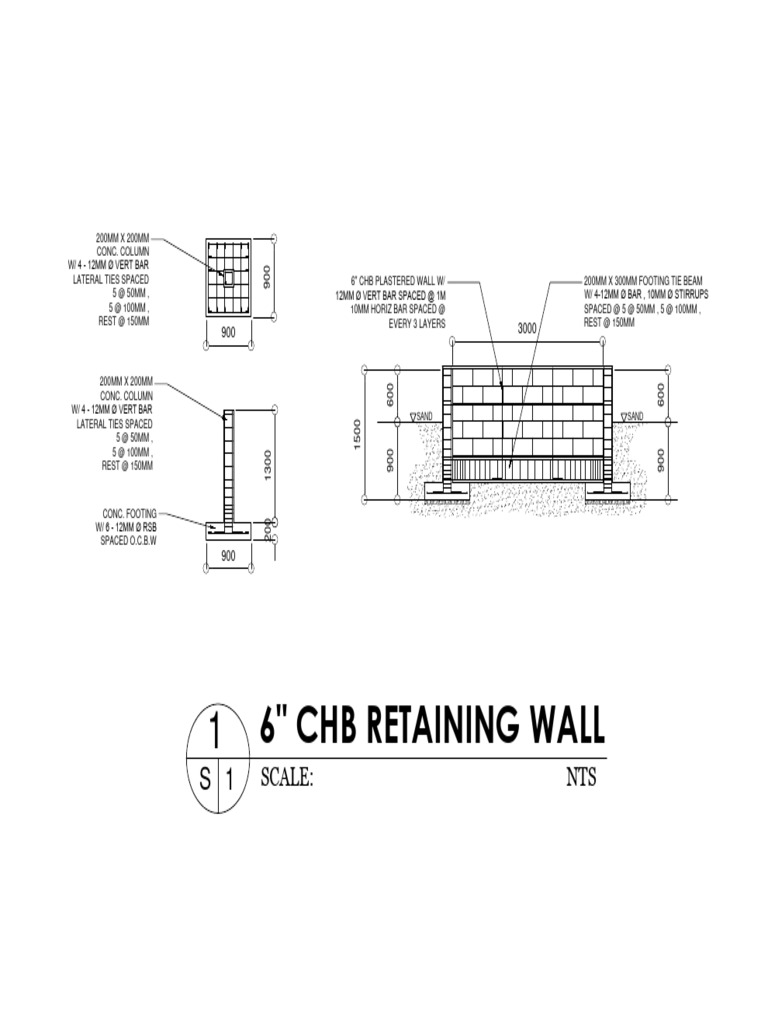 CHB Retaining Wall Design Details | PDF