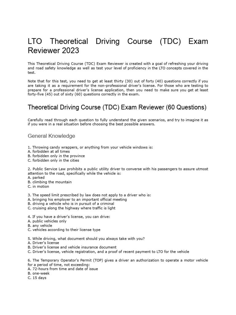 TDC Reviewer 2023 | PDF