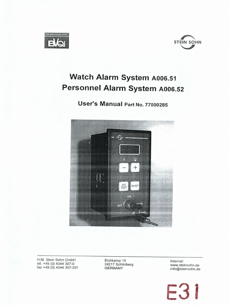 Watch Alarm System Personnel Alarm System: 6.52 User's Manual | PDF ...