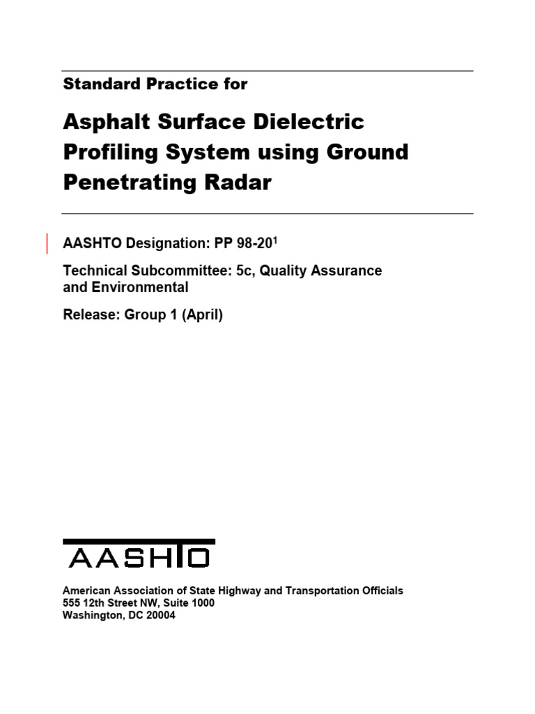 Aashto PP 98-2020 | PDF