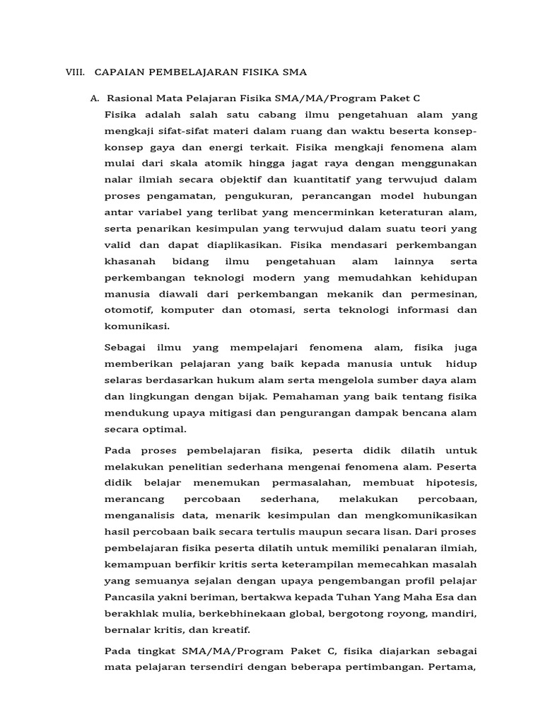 Capaian Pembelajaran Fisika | PDF | Seni | Sains & Matematika