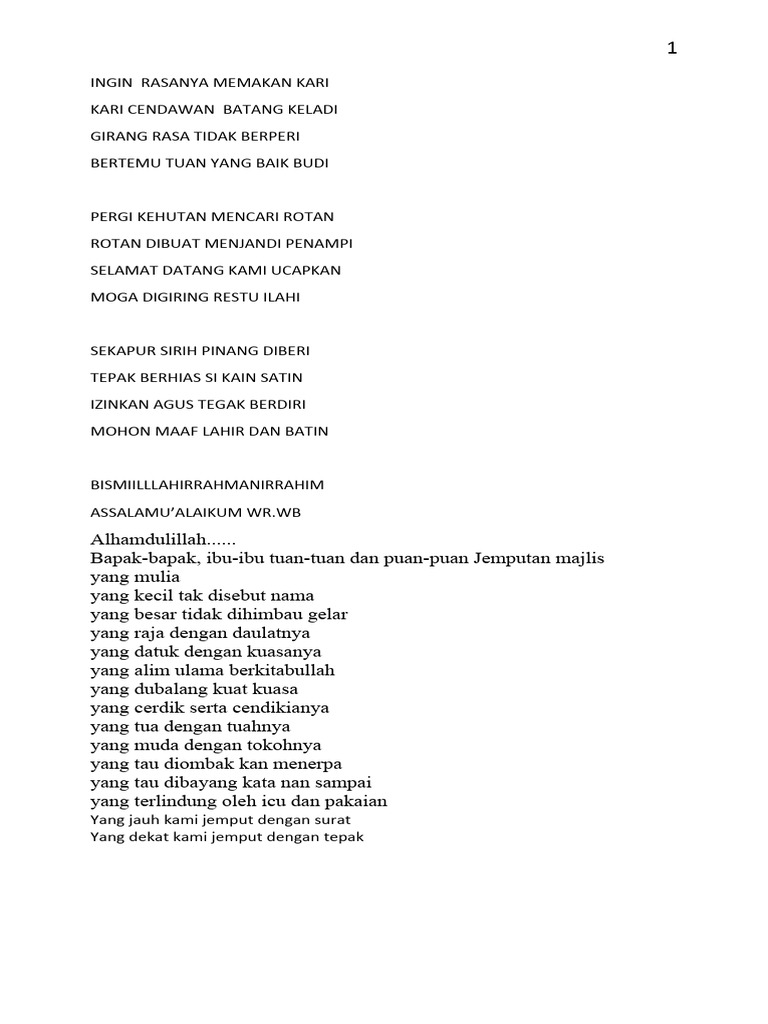 MC Malam Berinai Tengku Melinda Dan Romi Hatta | PDF