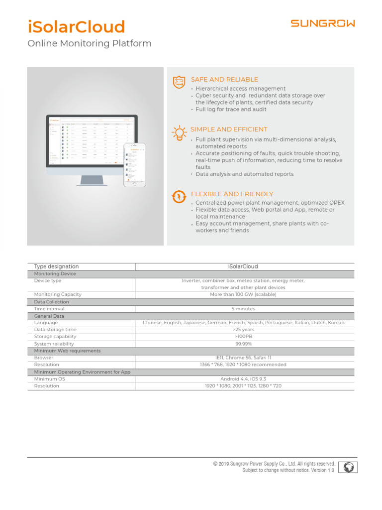 EN DS iSolarCloud (Utility) Datasheet V10 20190507 | PDF | Mobile App ...