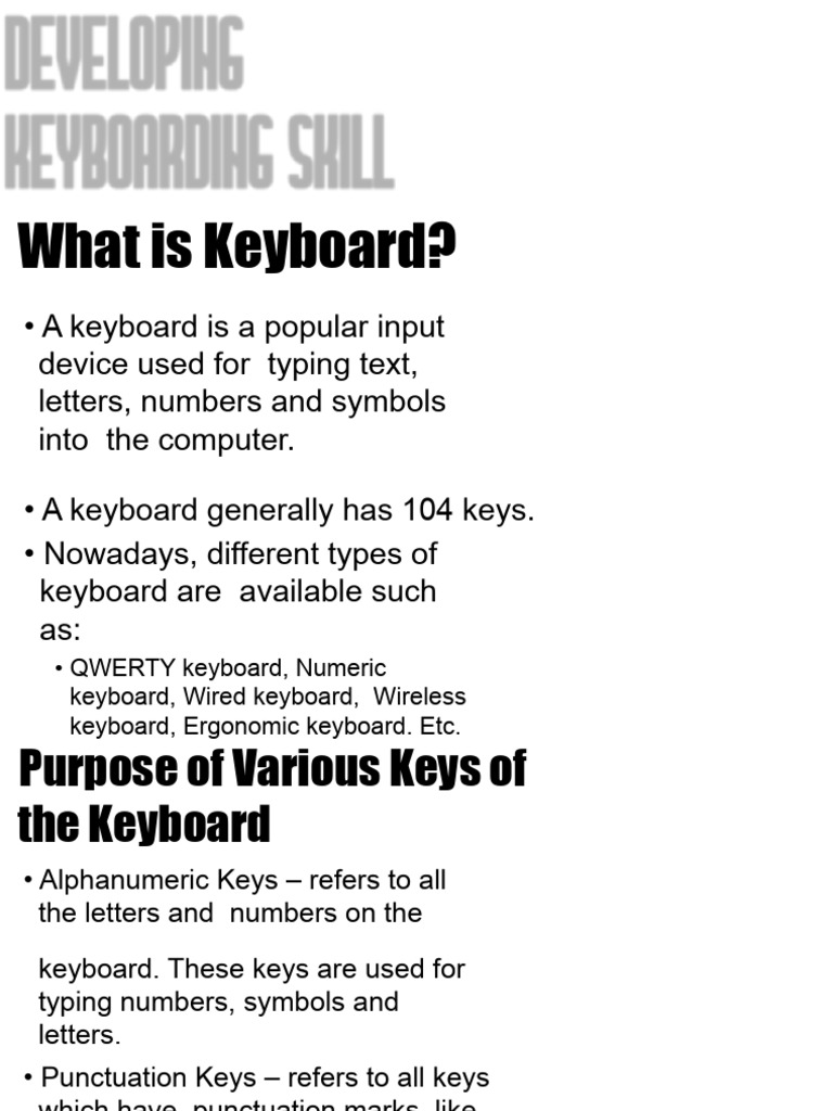 Developing Keyboarding Skill | PDF | Computer Keyboard | Tools