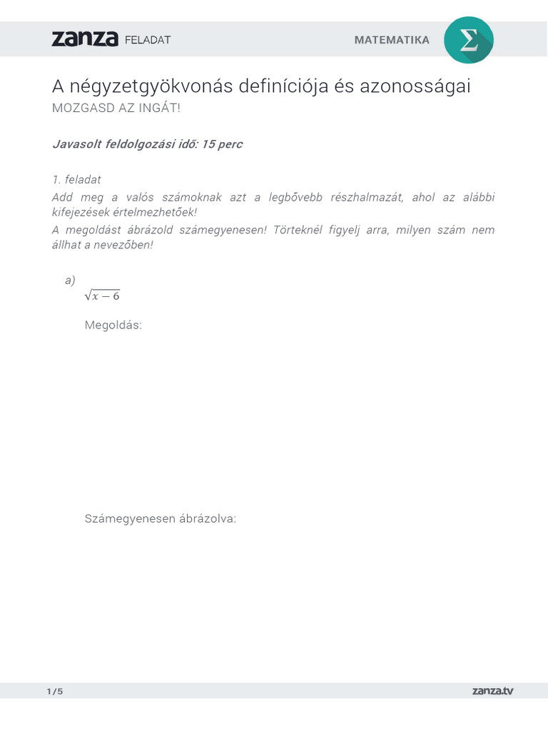 319 Matematika Feladatlap 1 | PDF