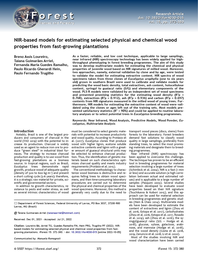 NIR-based Models For Estimating Selected Physical | PDF | Cross ...