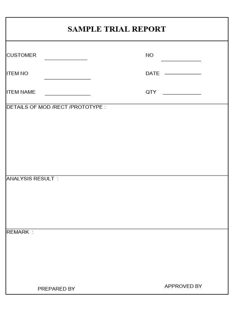 Sample Trial Report Blank Format | PDF | Technology & Engineering