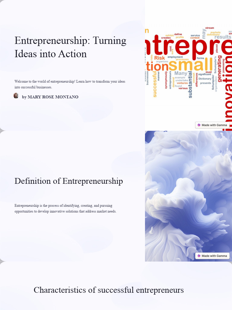 Entrepreneurship Turning Ideas Into Action | PDF