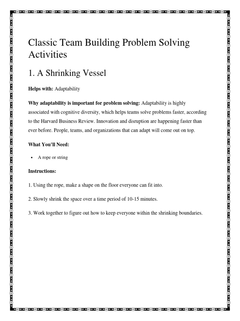Problem Solving Activities | PDF | Decision Making