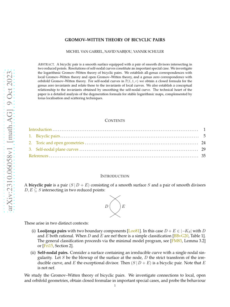 Gromov-Witten Theory of Bicyclic Pairs | PDF | Vertex (Graph Theory ...