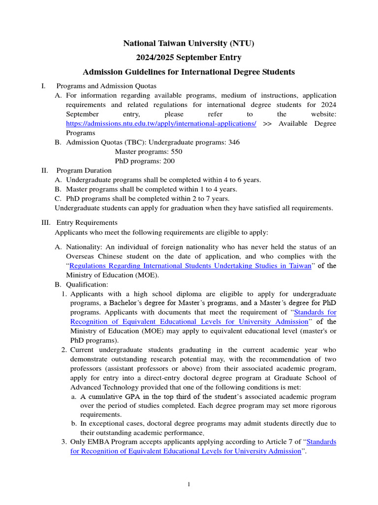 2024 September Entry Admission Guidelines For Intl Degree Students ...