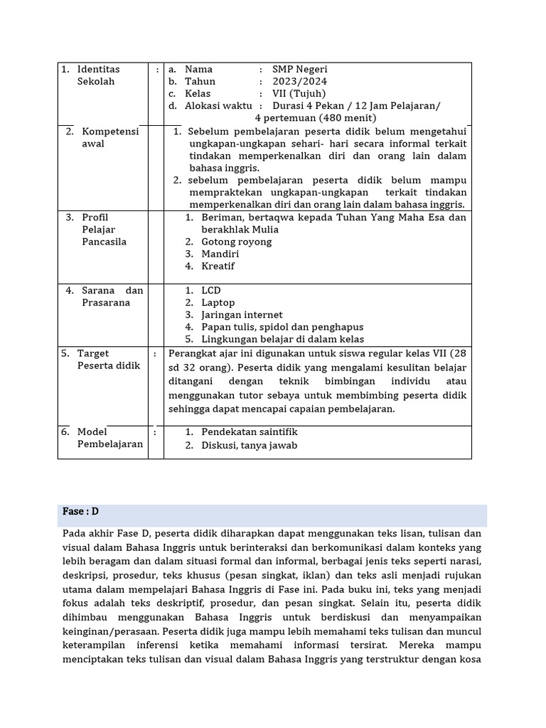 Modul Indroduction Self | PDF