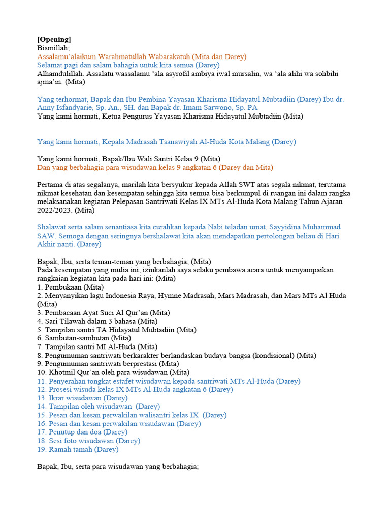 Teks MC Wisuda | PDF