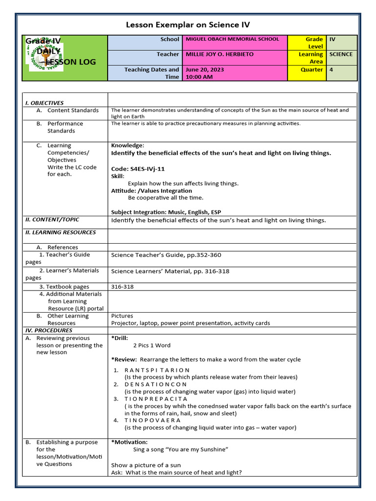 Science 4 Quarter 4 Week 7 | PDF | Learning | Water
