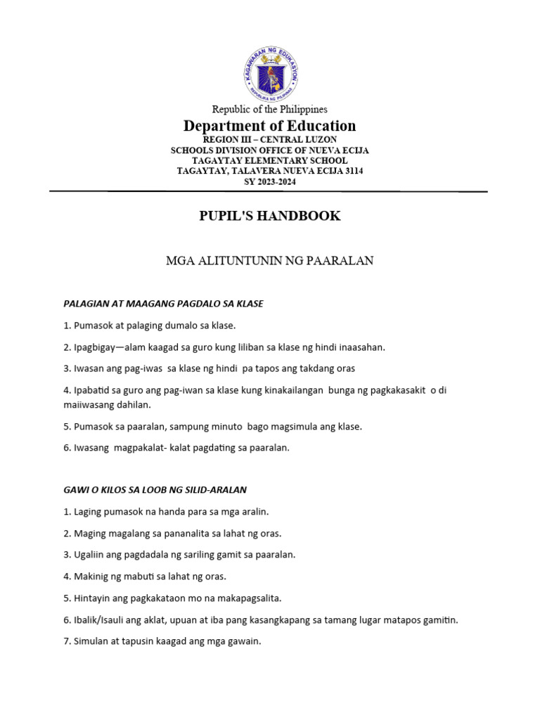 Pupils Policy Guidelines Pdf