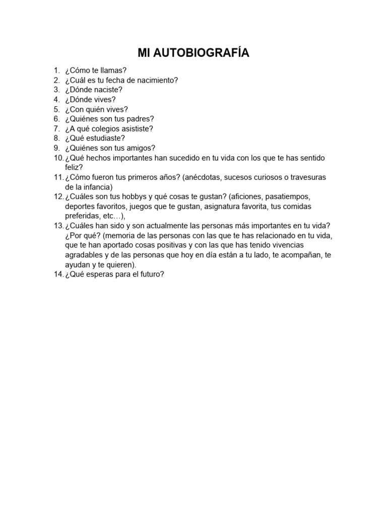 Guía para escribir tu autobiografía | PDF