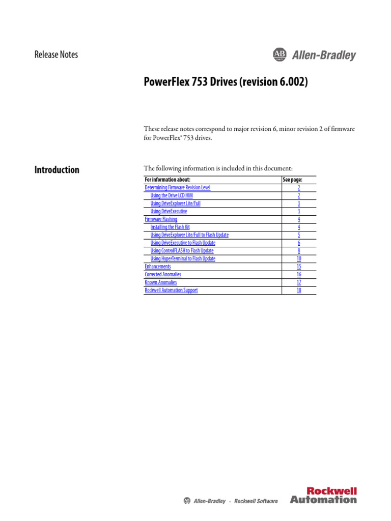 Powerflex 753 Drives (Revision 6.002) : Release Notes | PDF | Computers