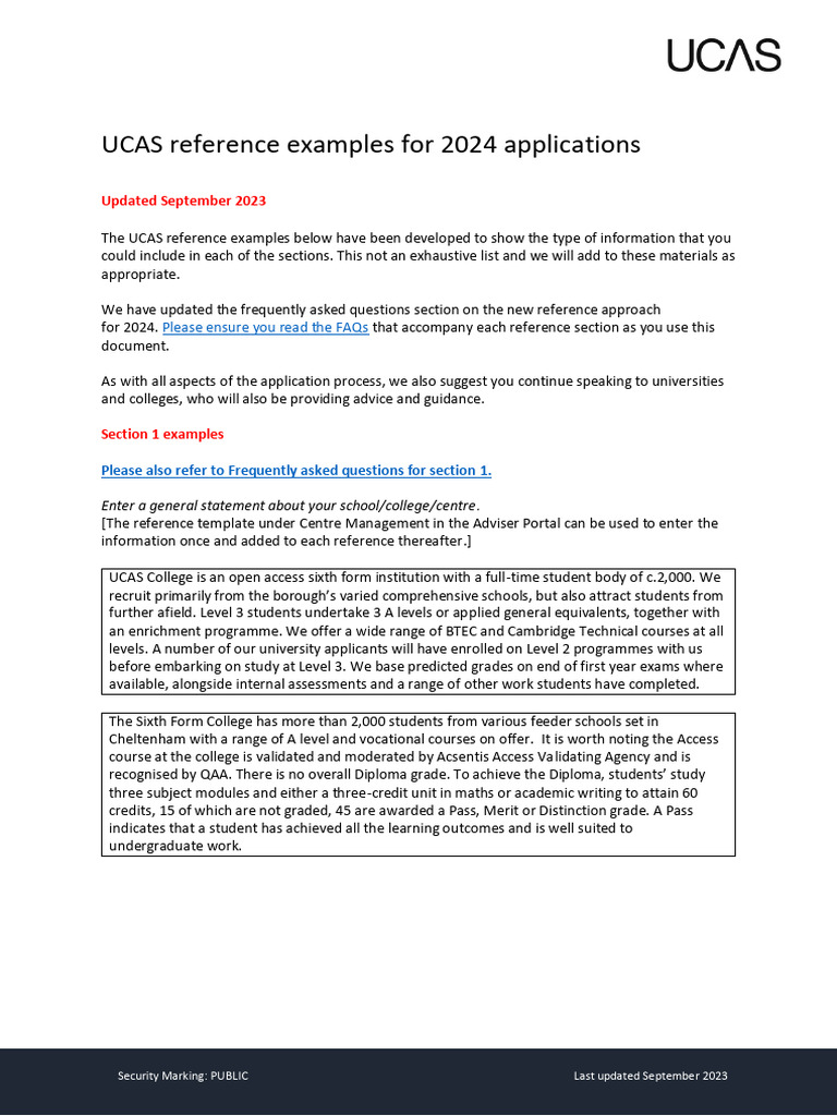 Reference Examples 2024 Applications Updated Sept 2023 | PDF