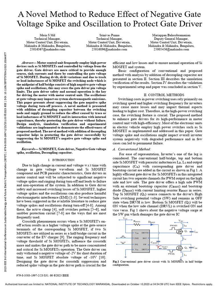 A Novel Method To Reduce Effect of Negative Gate Voltage Spike and ...