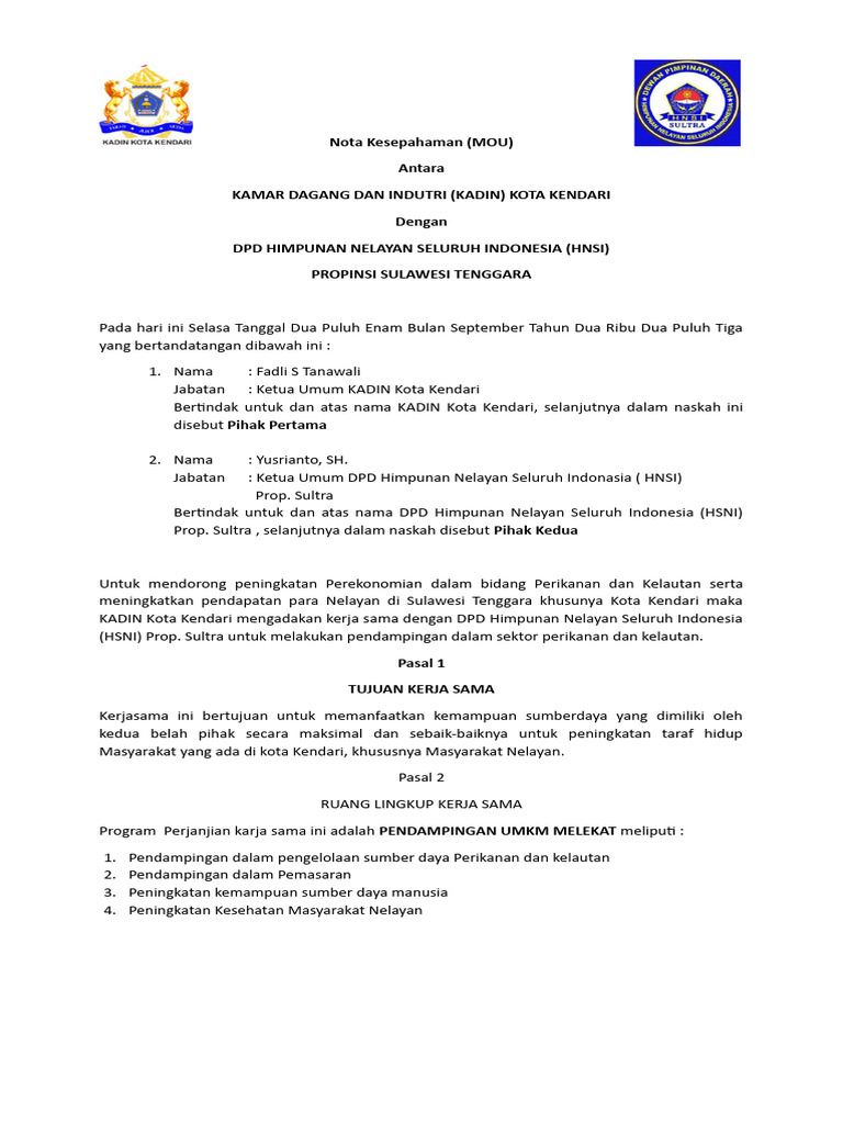 Nota Kesepahaman | PDF