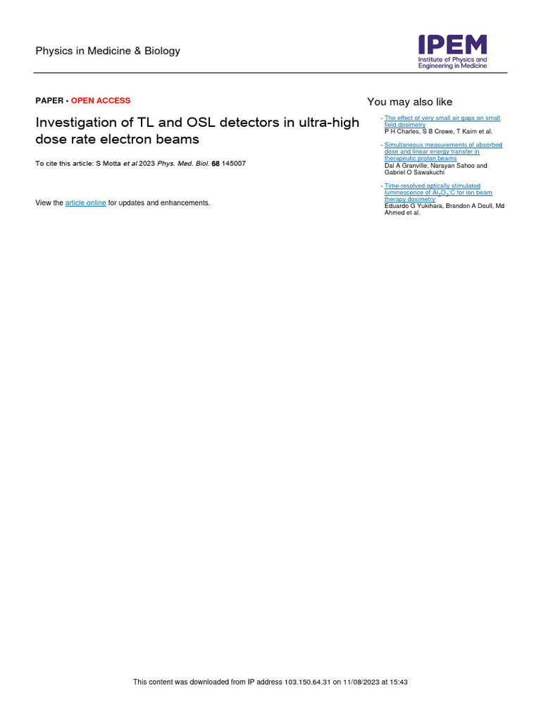 Motta 2023 Phys. Med. Biol. 68 145007 | PDF | Science & Mathematics