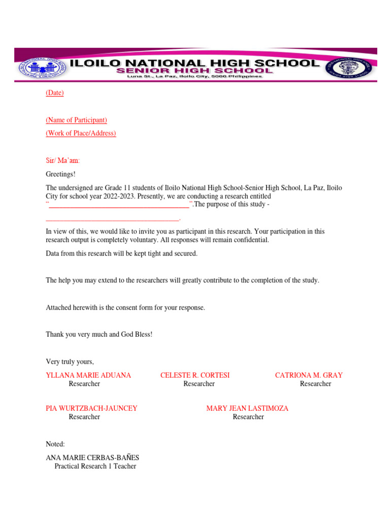 Research Participation Invitation Letter | PDF