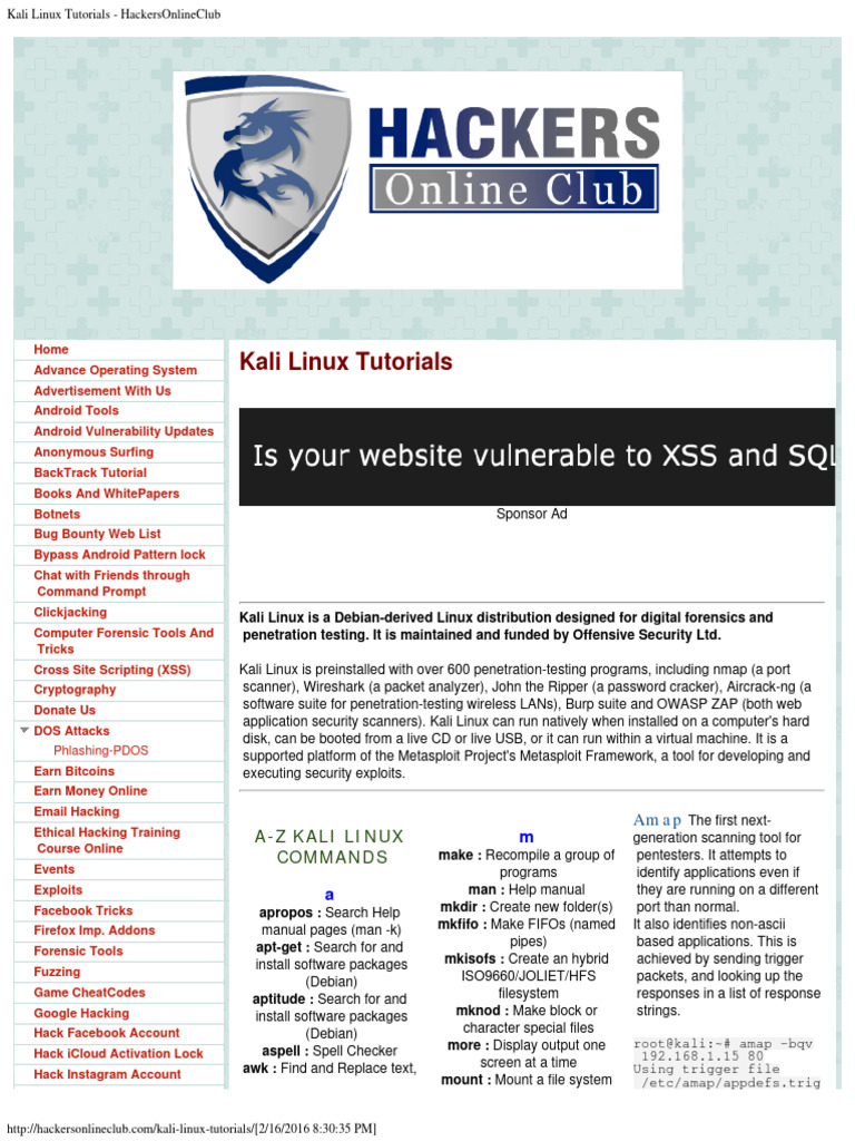 Kali Linux Tutorials - HackersOnlineClub | PDF