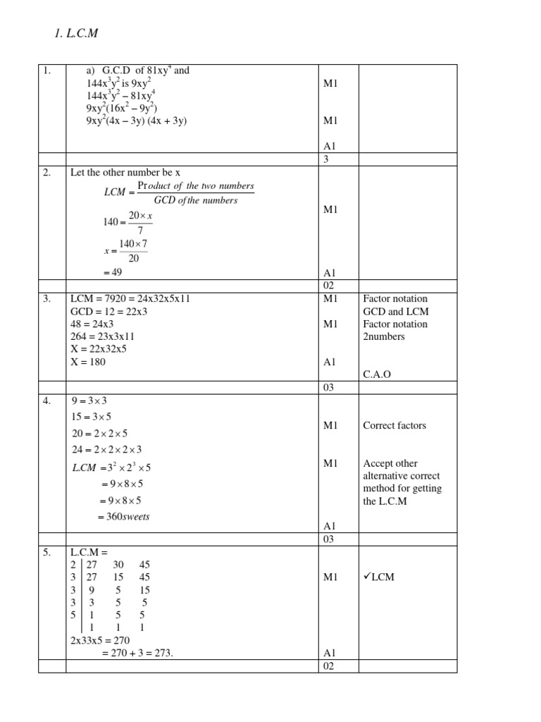 Numbers The of GCD Numbers Two The of Oduct LCM | PDF | Elementary Mathematics | Algebra