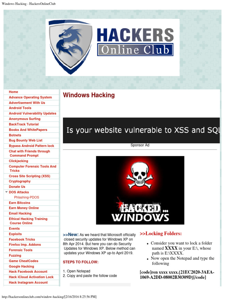 Windows Hacking - HackersOnlineClub | PDF