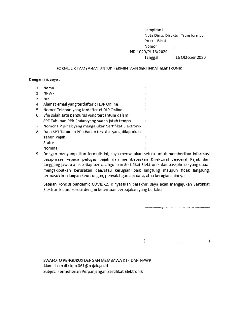 Formulir Proof of Record Ownership PORO | PDF
