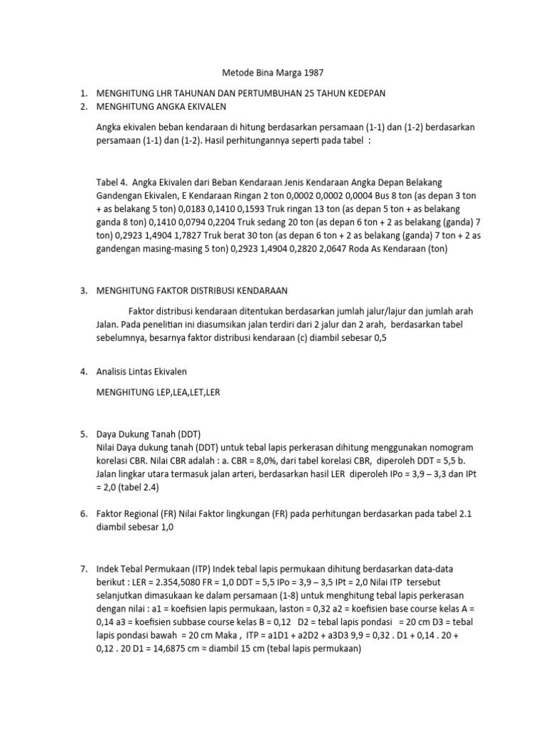 Metode Bina Marga 1987 | PDF