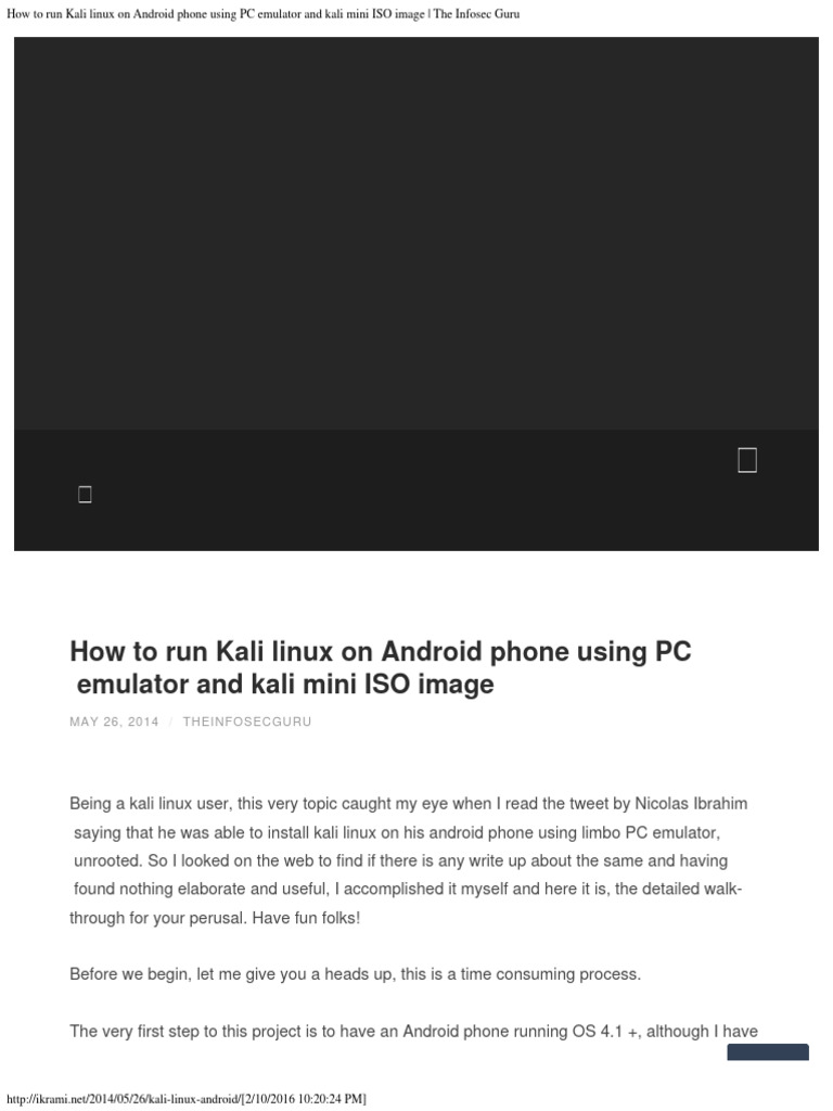 How To Run Kali Linux On Android Phone Using PC Emulator and Kali Mini ISO Image | PDF | Android ...