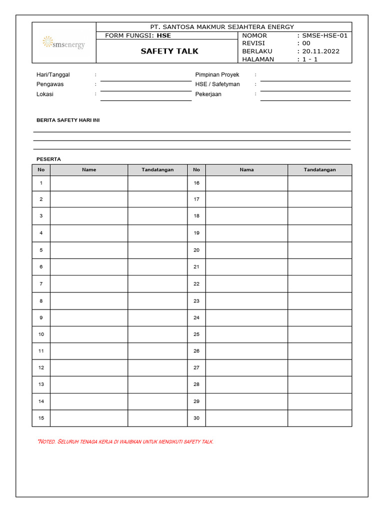 Form Safety Talk | PDF