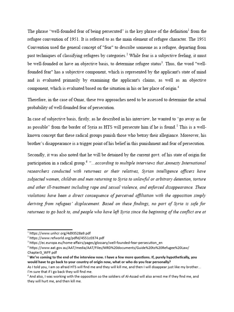 Well Founded Fear of Persecution | PDF