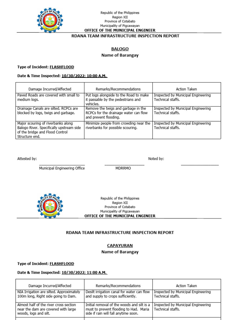Rdana Team Infrastructural Inspection Report | PDF
