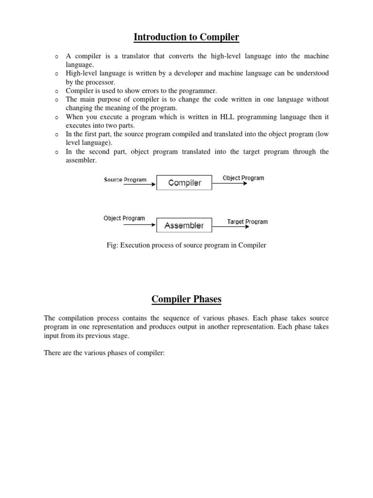 Compiler Design Unit 1 Notes | PDF