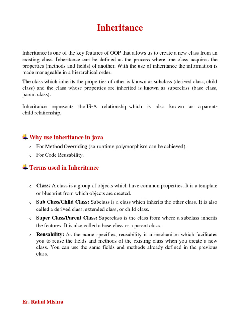 Inheritance Pdf Inheritance Object Oriented Programming Class