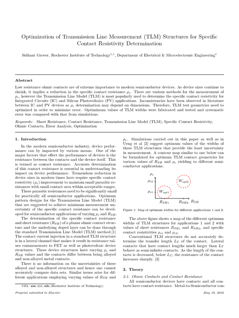 Optimization Of Transmission Line Measurement Tlm Structures Fo Pdf