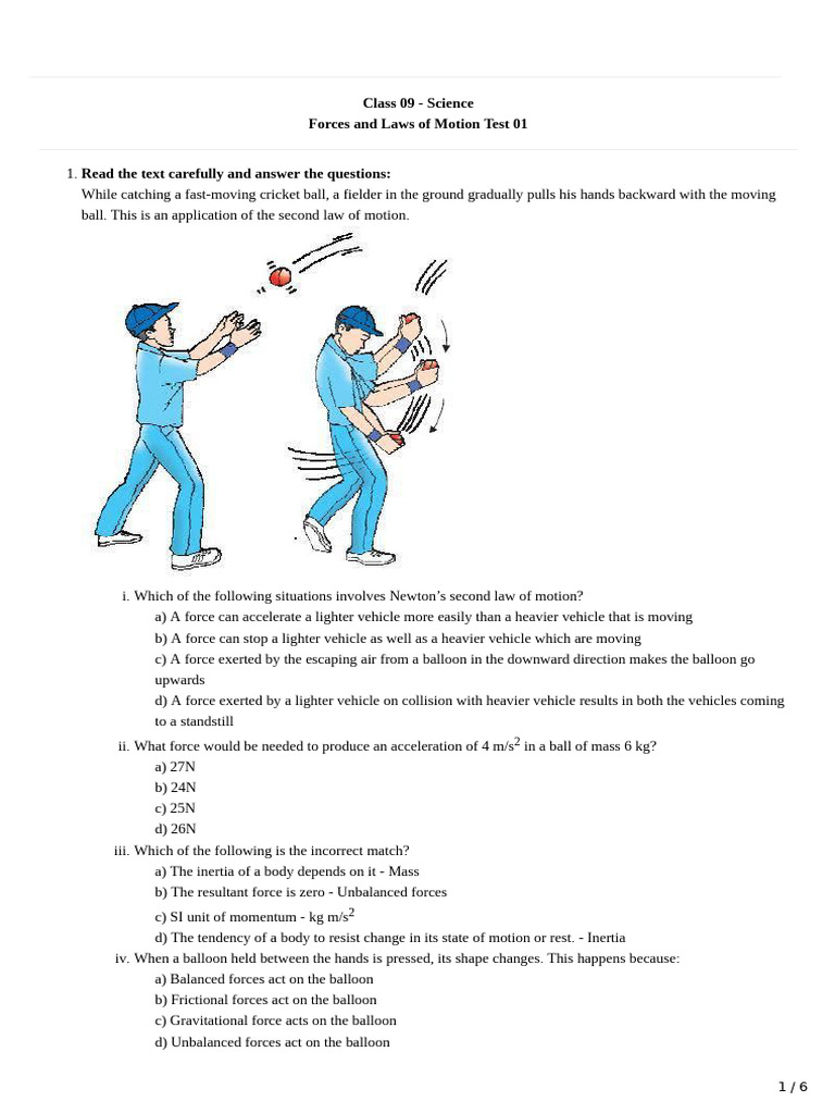Forces & Motion Sheet | Download Free PDF | Force | Momentum
