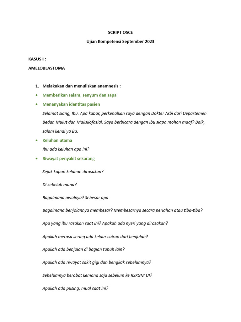 UPDATED Script OSCE Ujian Kompetensi Arbi 160923 | PDF | Sains & Matematika