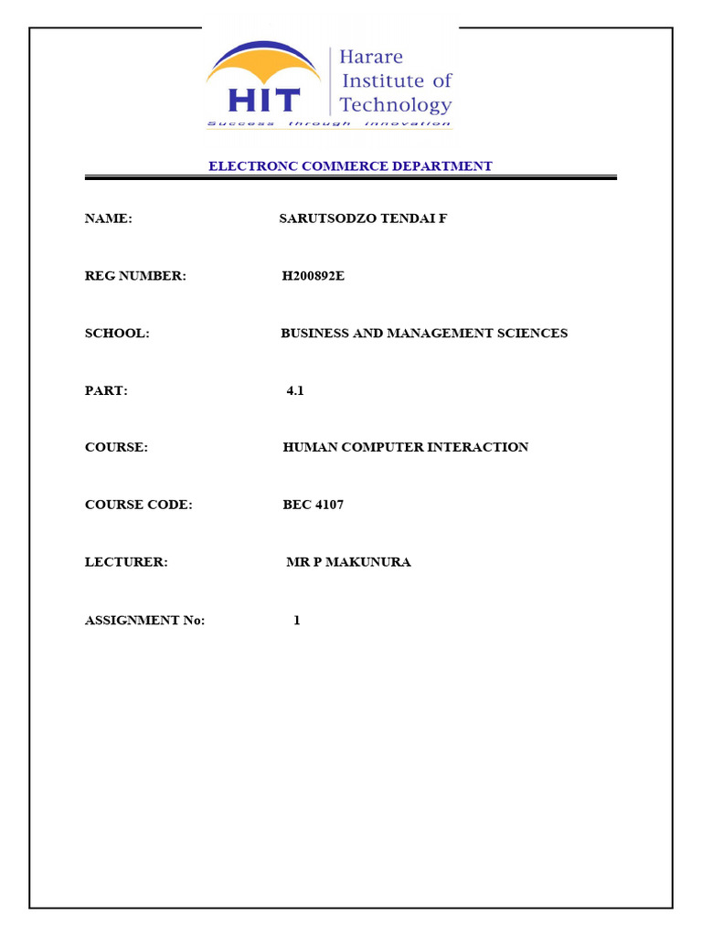 H200892E - HCI Assignment 1 | PDF | Human–Computer Interaction | E Commerce