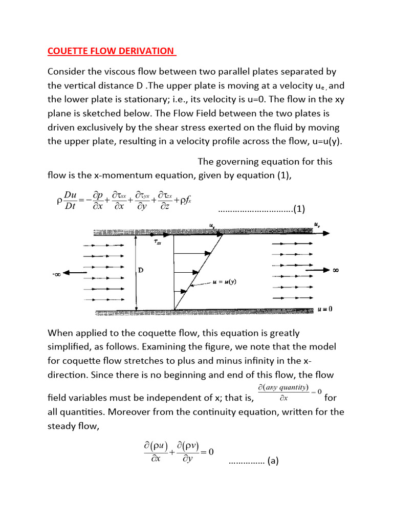 Couette Flow Derivation | Download Free PDF | Fluid Dynamics | Partial Differential Equation