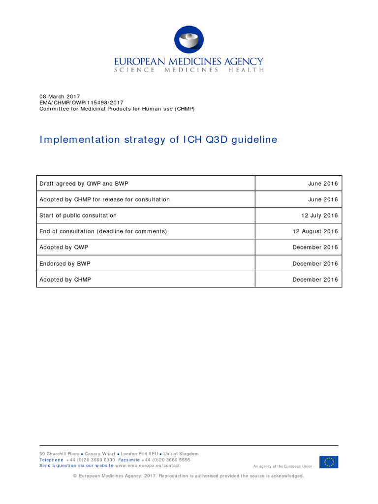 Implementation Strategy Ich q3d Guideline - en | PDF