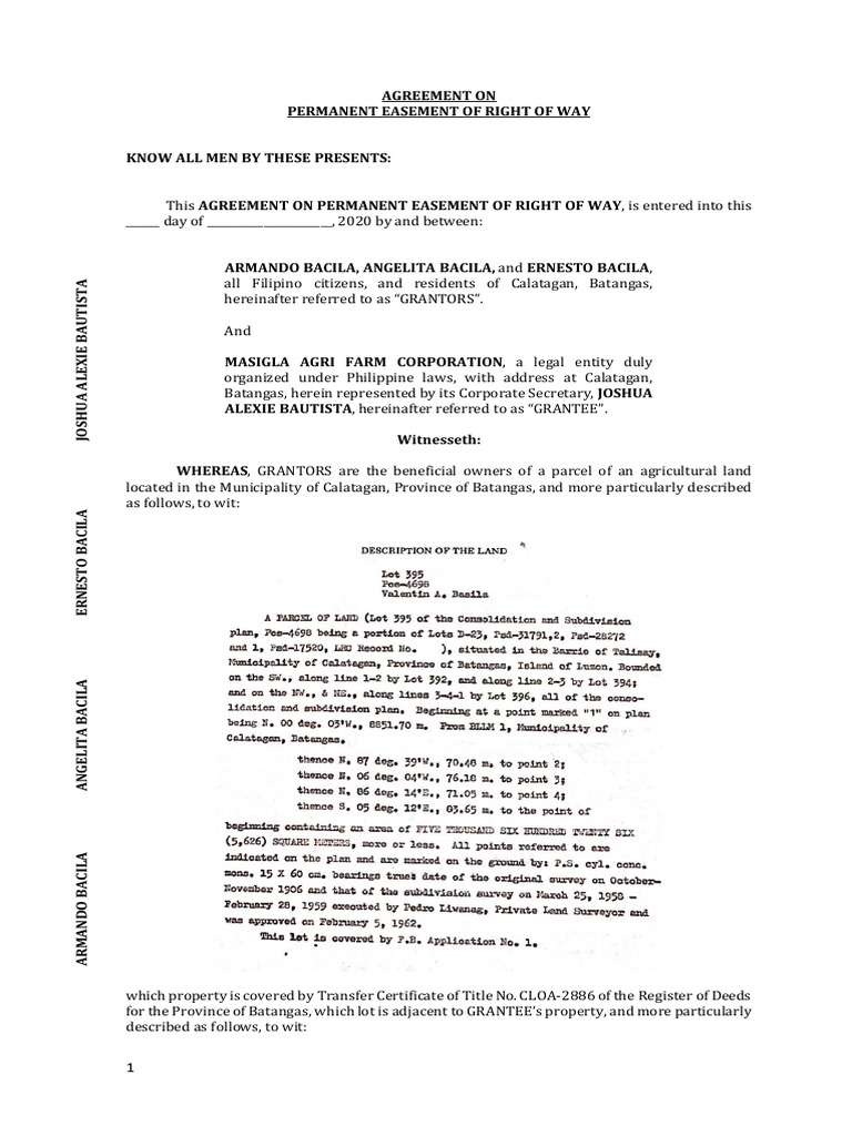 Contract Easement Right of Way | PDF