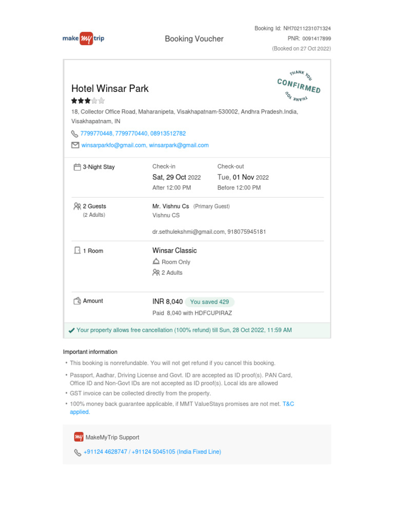 Booking Confirmation Voucher | PDF