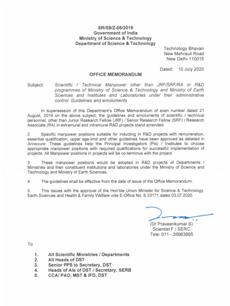 OM - Scientific - Technical Manpower-Revised Guidelines | PDF
