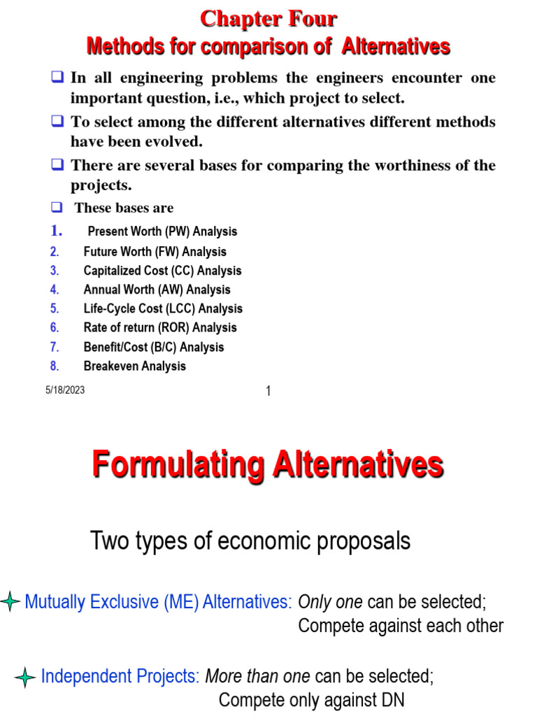 CHAPTER 4-Methods For Comparison of Alternatives | PDF