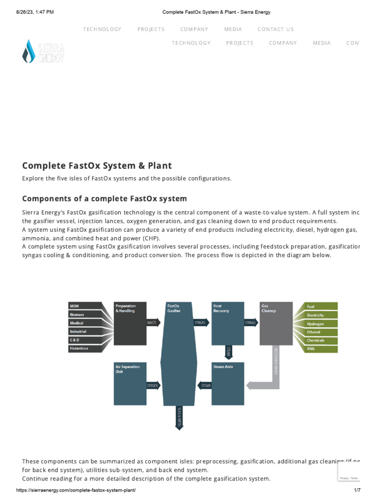 Complete FastOx System & Plant - Sierra Energy | PDF | Gasification ...