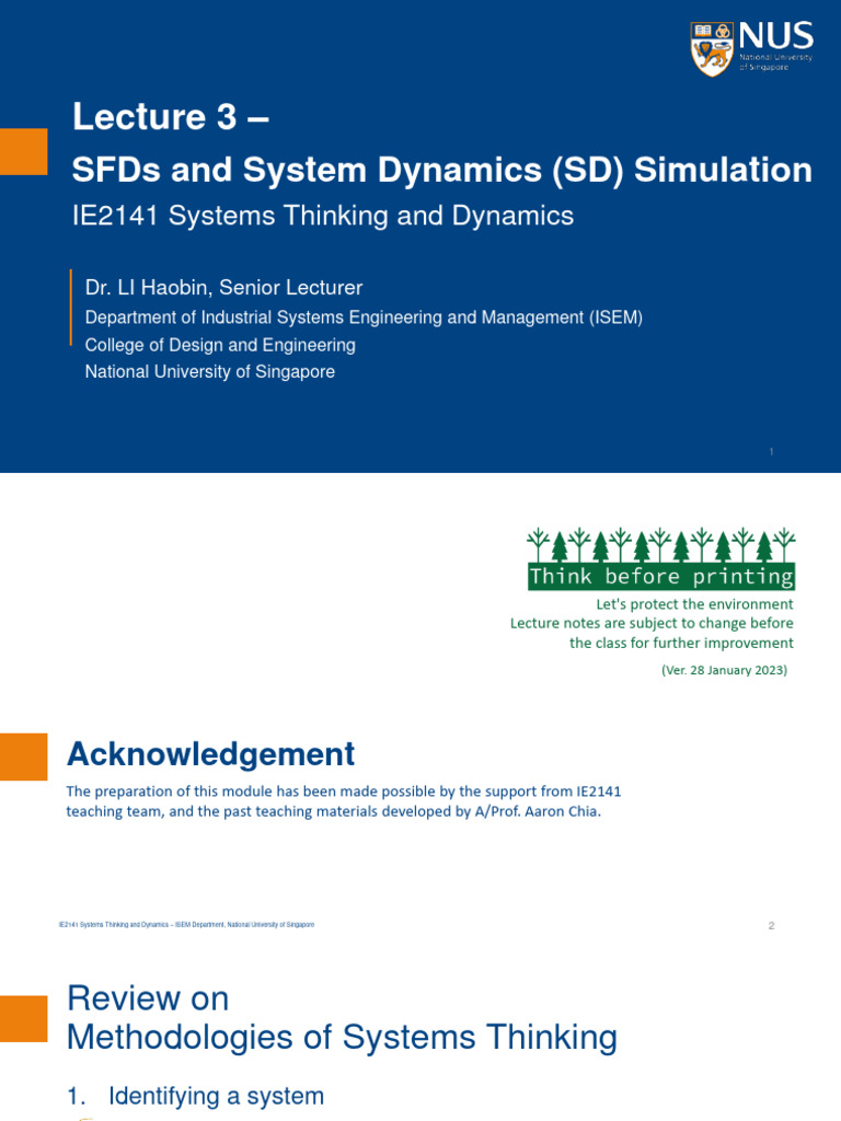 Lecture 3 - SFDs and System Dynamics (SD) Simulation | PDF